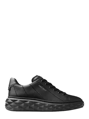 JIMMY CHOO Diamond Light Logo-embossed Leather Low-top Trainers - V Black/black