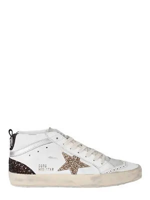 GOLDEN GOOSE Midstar 11923 Star-embroidered Mid-top Leather Trainers - White/comb