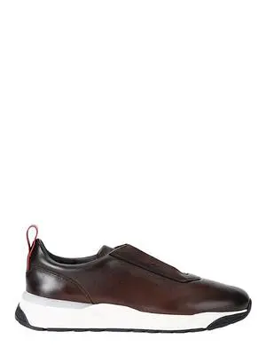 Santoni Innova Perforated Leather Low-top Trainers - Dark Brown