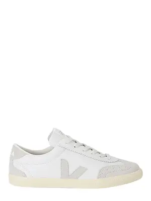 VEJA Volley Logo-embroidered Leather Low-top Trainers - White