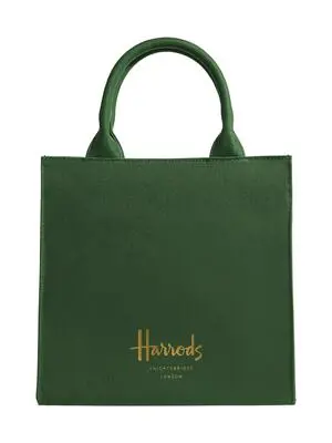 Harrods Small Cotton Logo Tote Bag - Green