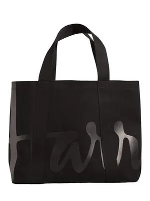 Harrods Medium Cotton Logo Tote Bag - Black