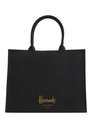 Harrods Cotton Logo Tote Bag Black