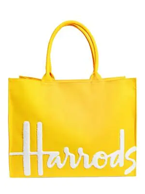 Harrods Cotton Logo Tote Bag - Yellow