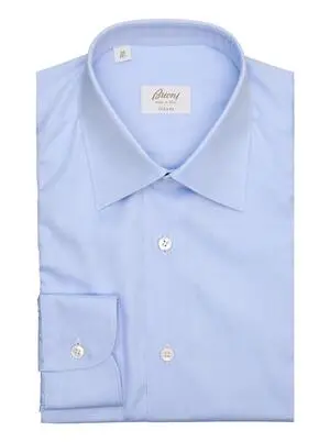 Brioni Brew Giza 45 Cotton Twill Dress Shirt - Blue