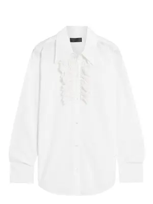 NILI LOTAN Reina Crochet-trimmed Shirt - White