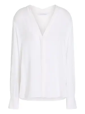 Another Tomorrow Pleated Stretch-crepe Blouse - Ivory