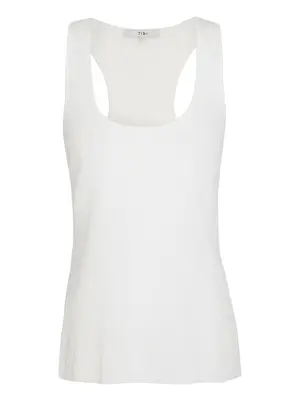 Tibi Cotton-blend Gauze Tank - White
