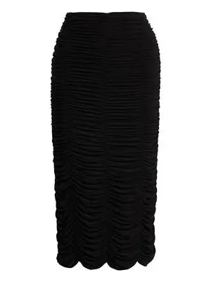 Tibi Ruched Stretch-jersey Midi Skirt - Black