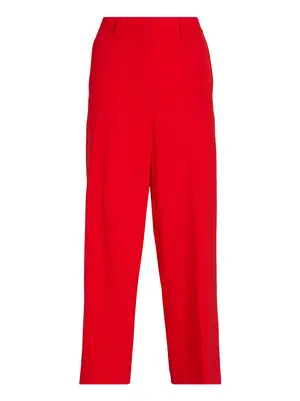 Theory Cropped Straight-leg Crepe Pants - Red