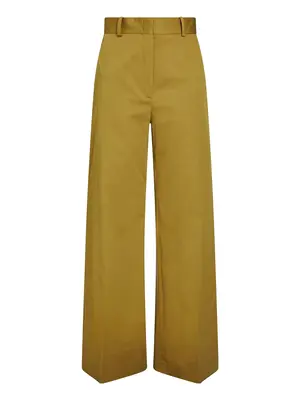 Another Tomorrow Stretch-cotton Twill Wide-leg Pants - Army Green
