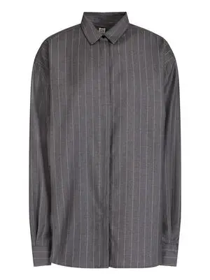 TOTEME Totême Pinstriped Wool-Twill Shirt Gray
