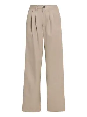 ANINE BING Carrie Pleated Silk-charmeuse Straight-leg Pants - Neutral