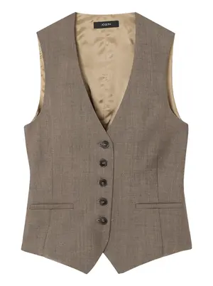 JOSEPH Kinglake Satin Paneled Wool-blend Vest - Taupe