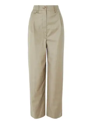 TOTEME Wool-twill Straight-leg Pants - Mushroom