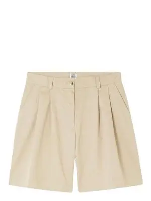 TOTEME TOTEME Pleated Cotton-twill Shorts Sand