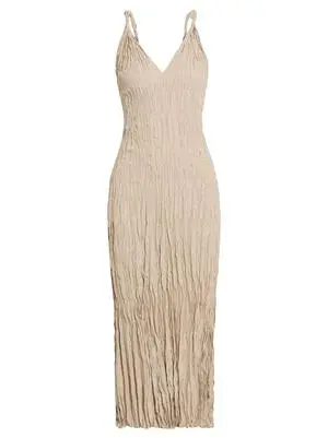TOTEME Crinkled Silk Maxi Dress - Beige