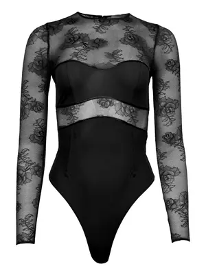 FLEUR DU MAL Bouquet Lace Bodysuit - Black