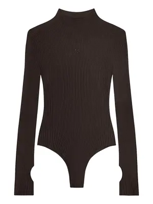 COURREGES Courrèges Logo-Embroidered Ribbed Bodysuit