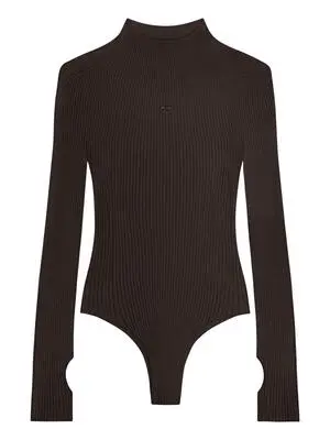 COURREGES Courrèges Ribbed Logo-Patch Bodysuit