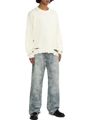 Helmut Lang Distressed Ribbed Knit Jumper - White