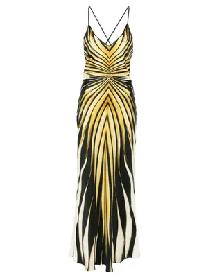 Roberto Cavalli Abstract-print Slip Dress - Black