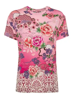 Johnny Was Floral-print T-shirt - Pink
