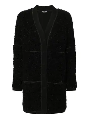 Giorgio Armani Long Bouclé Cardigan Coat - Black