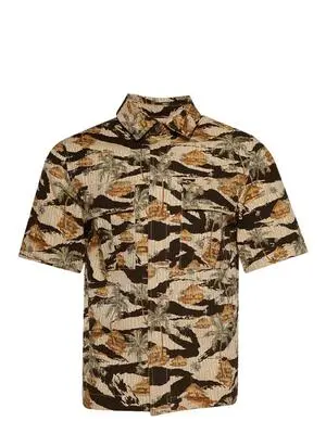 Amiri Repeat Palm Camp Shirt - Brown