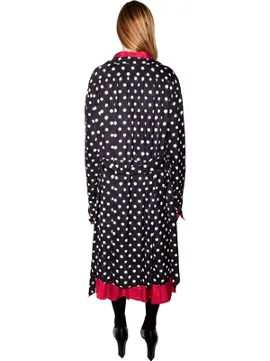 Balenciaga Reversible Belted Polka Dot Dress - Black