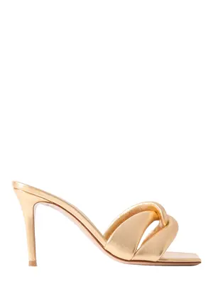 GIANVITO ROSSI Amour 85 Leather Mules - Gold