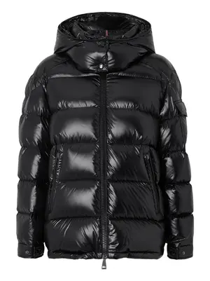 Moncler Maire Hooded Quilted Glossed-shell Down Jacket - Black