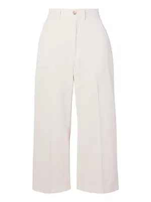 Polo Ralph Lauren Cropped Cotton-corduroy Wide-leg Pants - White
