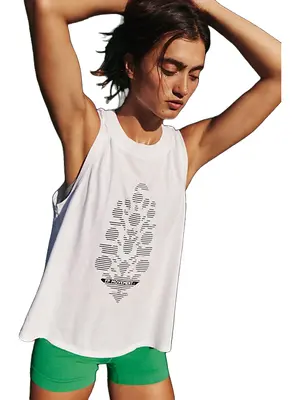 Free People FP Movement Game Time Logo Tank White/black Buti Combo