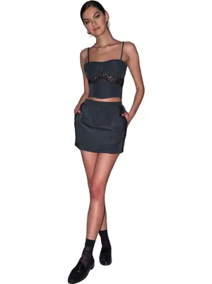 FLEUR DU MAL Nylon Mini Skirt - Black