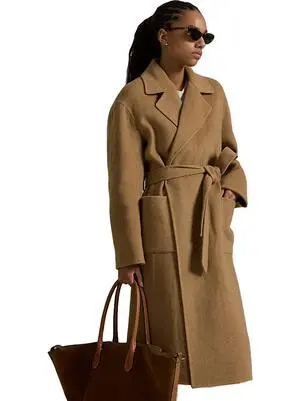 Ralph Lauren Double-faced Wool Wrap Coat - Camel Melange