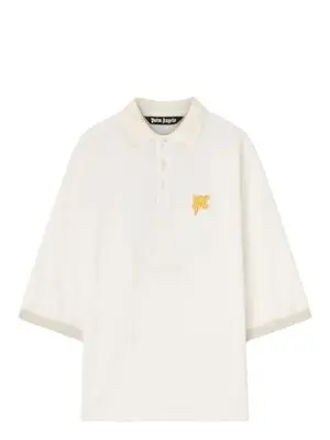 Palm Angels Logo-print Cotton Polo Shirt - White