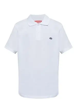 DIESEL® Logo-appliqué Cotton Polo T-shirt - White