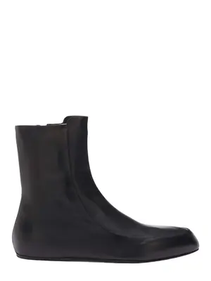 JIL SANDER Leather Ankle Boots - Black