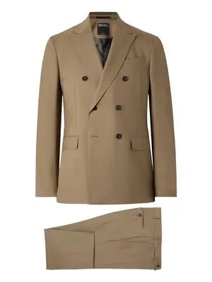 Zegna Double-breasted Trofeo™ Wool-twill Suit - Brown