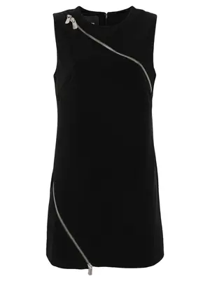 Pinko Asymmetric-zip Mini Dress - Black