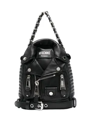 Moschino Biker Leather Backpack - Black