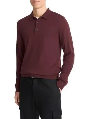 Vince Long Sleeve Merino Wool Polo - Port