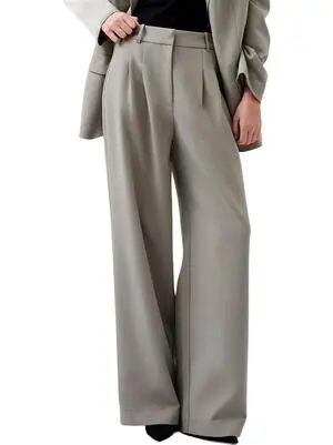 French Connection Azra Wide Leg Twill Pants - Light Olive