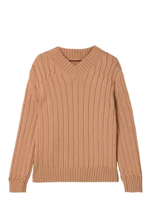 Veronica De Piante Veronica De Piante Lola Ribbed Wool Sweater Beige