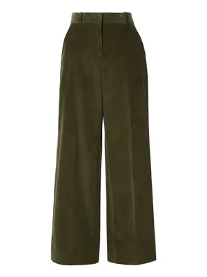 Veronica De Piante Anya Cotton-corduroy Wide-leg Pants - Green