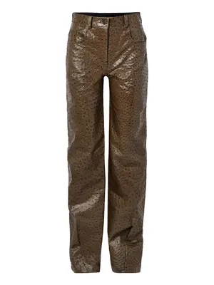 16Arlington Vante Ostrich-effect Leather Pants - Brown