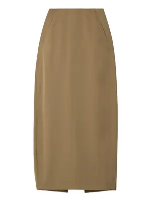 Khaite Lauson Twill Maxi Skirt - Brown