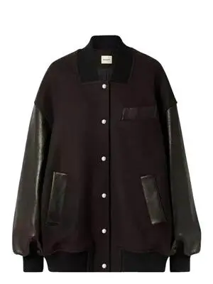 Khaite Spencer Wool-blend And Leather Bomber Jacket - Brown