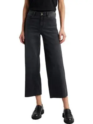 HIDDEN JEANS Raw Hem High-rise Wide-leg Jeans - Black